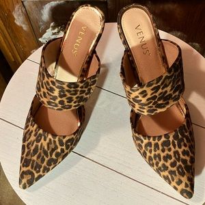 VENUS | Shoes | Venus Leopard Print Slides 4 Heels Size | Poshmark
